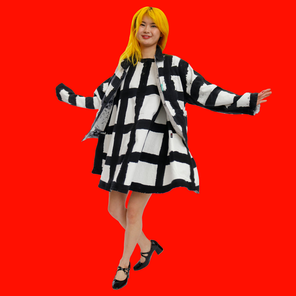 Licorice Check Cocktail Dress – meals
