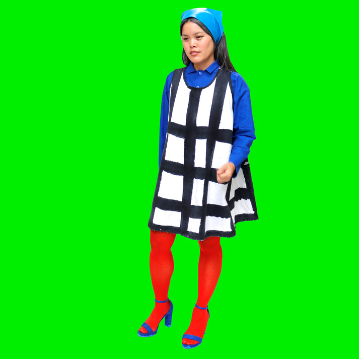 Licorice Check Cocktail Dress – meals